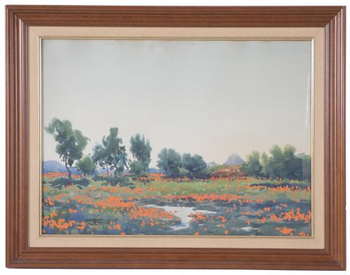 CEFERINO OLIVÉ (1907-1995). , CAMPO DE AMAPOLAS, 1944., Acuarela sobre ...